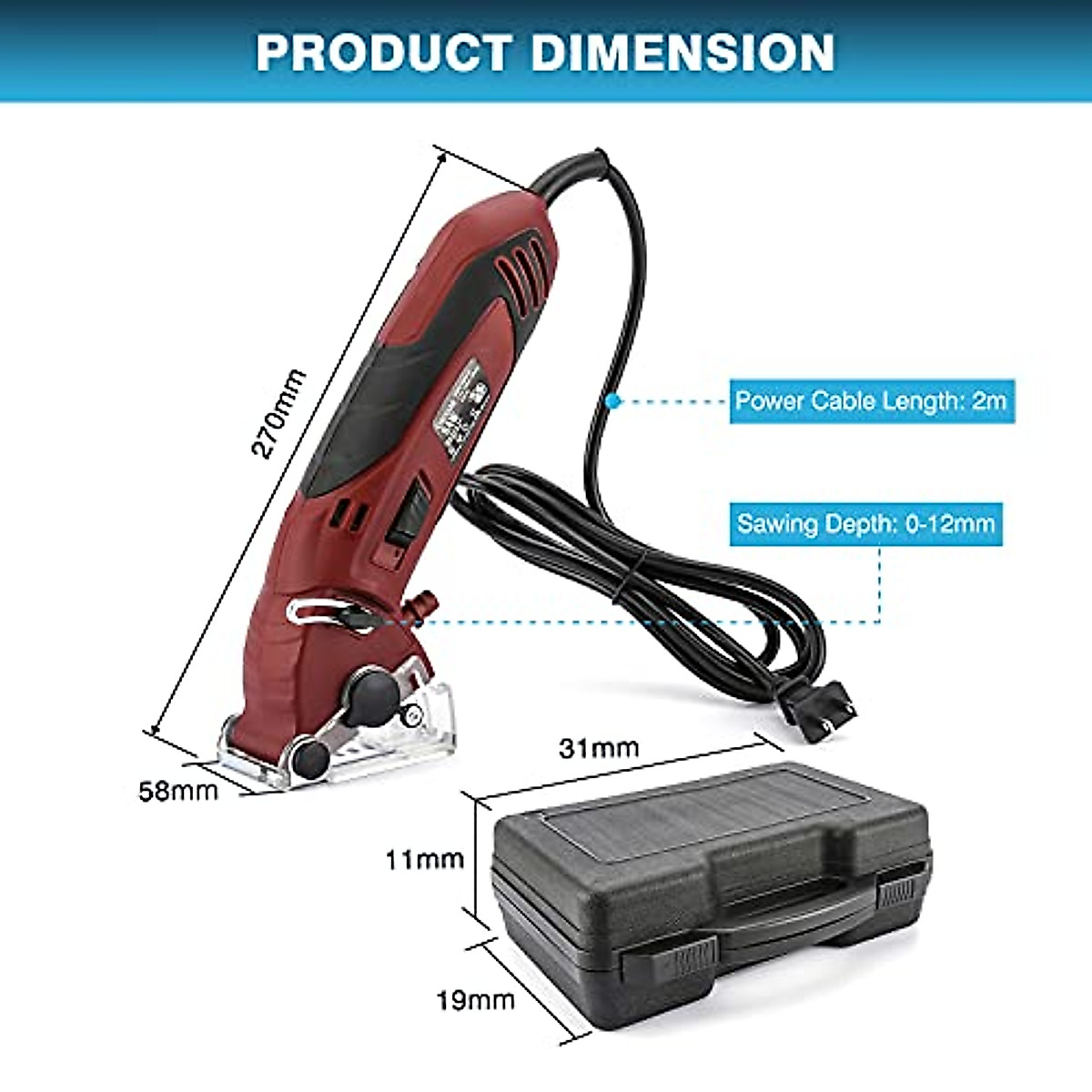 IRONWALLS Mini Circular Saw Set, 400W 3400RMP Multi-Functional Circular Saw Machine with 3PCS Carbide Tipped Blade, 110V Hand-Held Corded Electric Powered Mini Saw for Wood, Metal, Tile, PVC Plastic