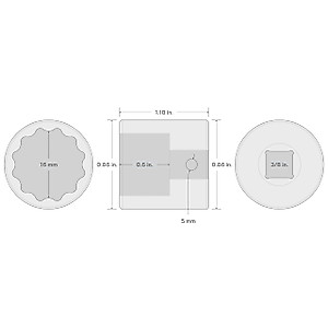 TEKTON 3/8 Inch Drive x 16 mm 12-Point Impact Socket | SID12316