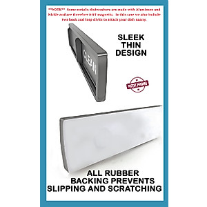 Metal Dishwasher Magnet Clean Dirty Sign in Stainless Steel - Unique and Stylish Look (Silver w/Black Lettering)