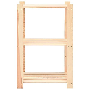 BIGBARLEY Shelving Unit, Storage Organizer for Home, Garage, Basement, Shed and Laundry Room, 3-Tier Storage Rack 23.6"x15"x35.4" Solid Pinewood 330.7 lb