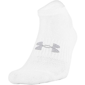 Under Armour Adult Training Cotton No Show Socks, Multipairs , White (6-Pairs) , Large