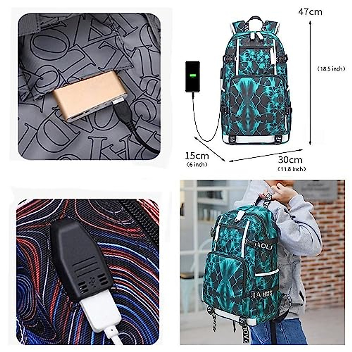 Basketball Superstar Ja 12 Laptop Backpack Youth Travel Bag Anime Student Waterproof Schoolbag (H)