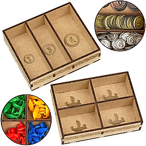 TowerRex Board Game Organizer for 7 Wonders board game box 1st Ed, 7 Wonders Cities expansion, 7 Wonders Armada expansion, 7 Wonders Leaders, 7Wonders game organizer insert storage kit accessories