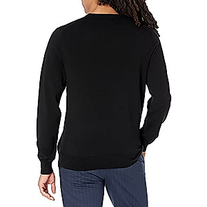 Goodthreads Men's Lightweight Merino Wool V-Neck Jumper (Available in Tall), Black, Large