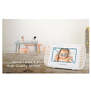 Motorola MBP44 Digital Audio & Video Baby Monitor 4.3in Color Screen, Remote Pan Tilt Zoom, Two-Way Communication, Temperature Display & Night Vision, 720p