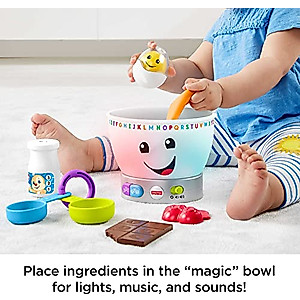 Fisher-Price Laugh & Learn Baby Learning Toy Magic Color Mixing Bowl With Pretend Food Music & Lights For Ages 6+ Months
