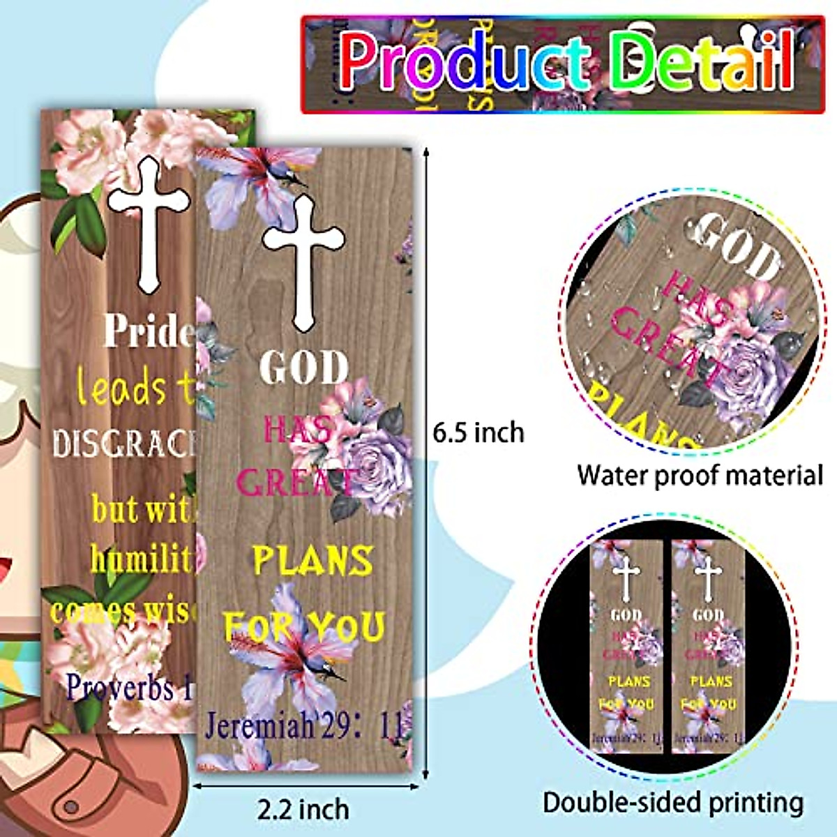 80 Packs Bible Verse Bookmarks with Full Scripture Christian Bookmarks for Women,Men,Book Lovers,Kids,Religious Gift for Reading Reward,Church Supplies