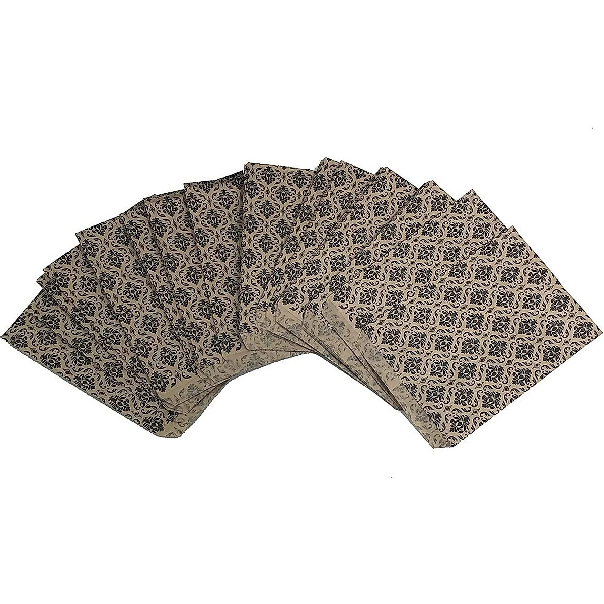 200 pcs Damask Paper Gift Bags Shopping Sales Tote Bags Brown with Black Damask Design (8 1/2" x 11") by 888 Display USA
