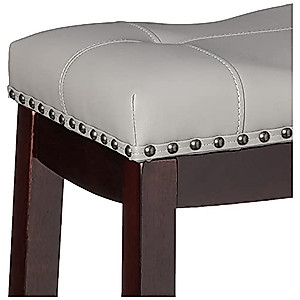 Angel Line Cambridge Bar Stools, 24" Set of 2, Espresso with Gray Cushion