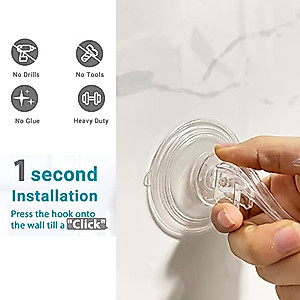 Suction Cup Hooks for Wreaths, Large Clear Reusable Heavy Duty Suction Cup Hooks with Wipes 22 LB Strong Window Glass Suction Hooks Wreath Holder for Front Door, Shower, Wall Decorations - 3 Packs