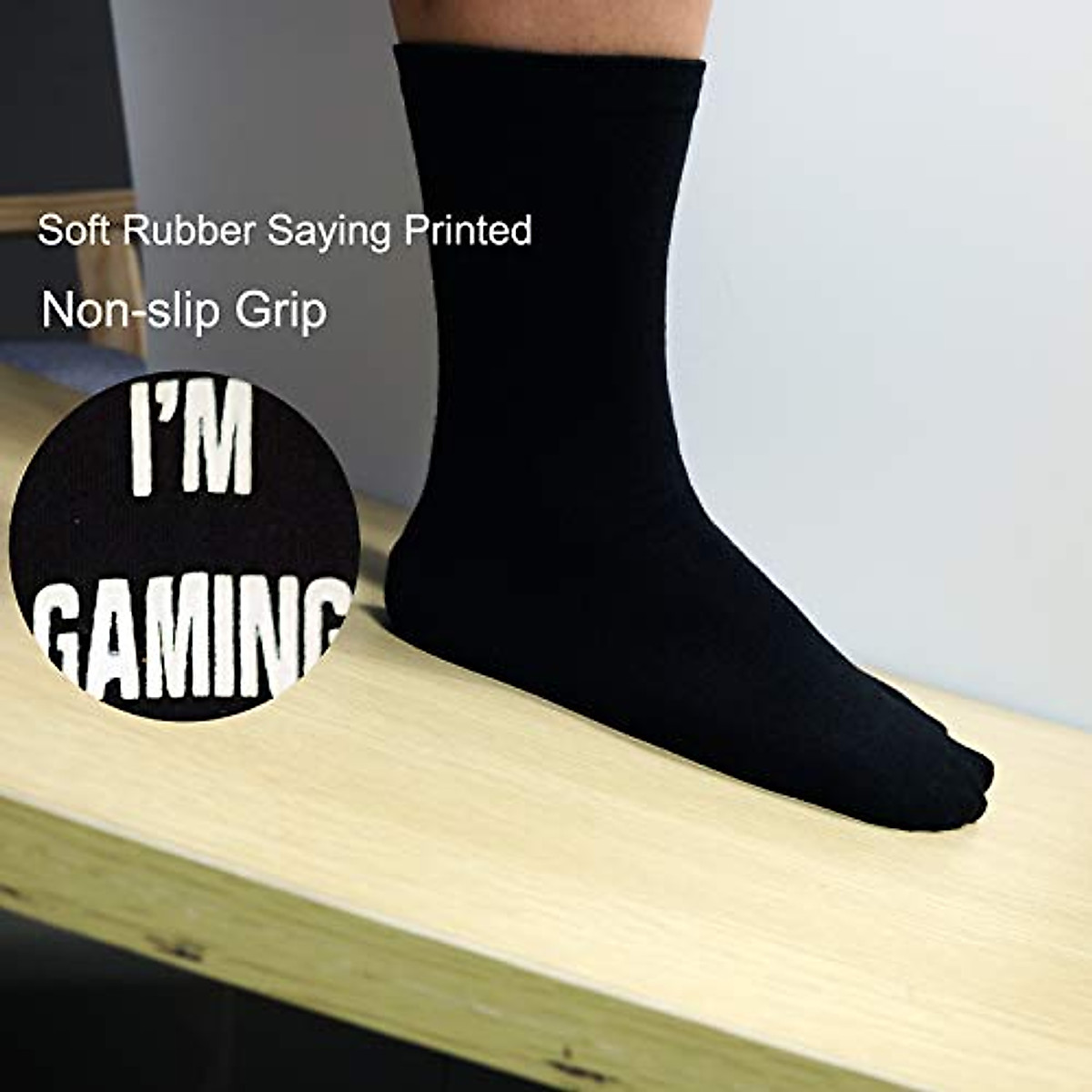 YHZFS 3 Pairs Do Not Disturb I'm Gaming Socks Mens Funny Dress Sock for Gamer Teen Young Boy Novelty Christmas Gifts (3 Pack - Black/White/Gray, Long Mid Calf - Dress Socks)