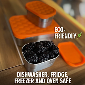 WEST BROS Stainless Steel Food Containers with Lids Set of 6 - Metal Snack Container for Kids Adults - Salad Dressing Containers with Lids