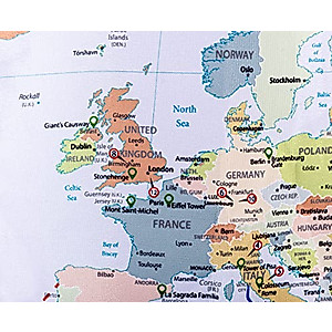 Shower Thoughts World Map Shower Curtain - Water Resistant, Machine Washable, Polyester Fabric White 72''x72''