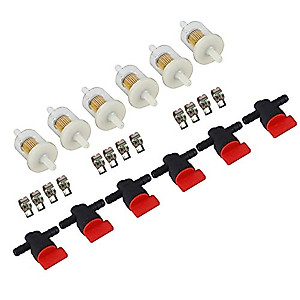 TOPINCN Fuel Filter Carburetor Filter Cutoff Shut Off Valve Clamp Kit for Garden Brush Cutter Lawn Mower Accessories