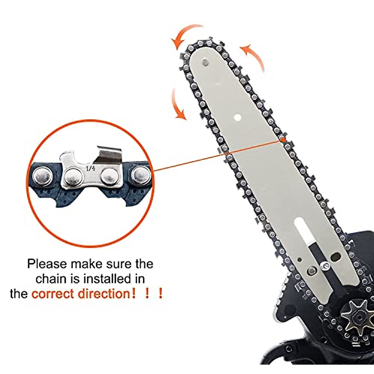 RLECS 4 Inch Mini Chainsaw Chain and Guide Bar Set Chainsaw Accessories 4-Inch Replacement Saw Chain Bar for 4 Inch Mini Cordless Handheld Electric Chainsaw (1 Chain+1 Bar)