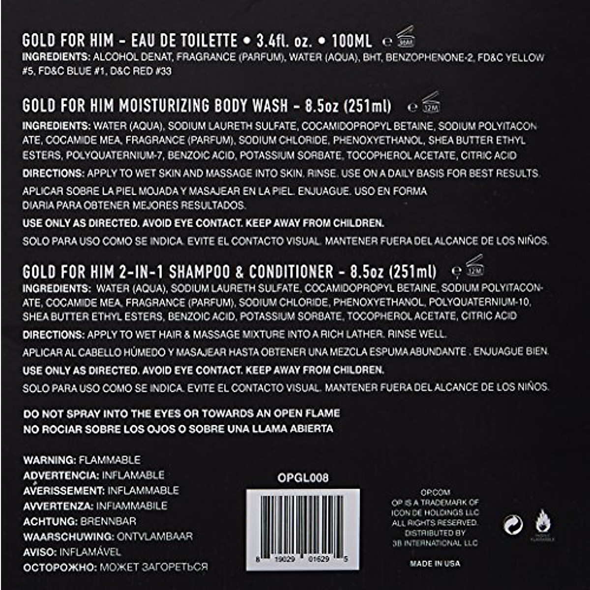 Ocean Pacific Gold 3 Piece Eau De Toilette Gift Set for Him