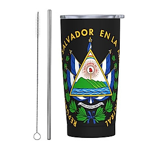 VKKOEWL El Salvador Flag Stainless Steel Insulated Tumbler 20 Oz Travel Water Bottle Coffee Mug Drink Cup With Lid Straw