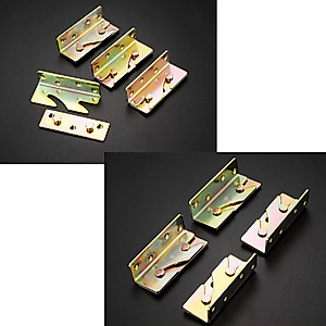 Socell 4 Sets Bed Rail Brackets Heavy Duty No-Mortise Bed Rail Fittings Wooden Bed Frame Connectors with Screws for Headboards Footboards Hold 500 pounds Maximum