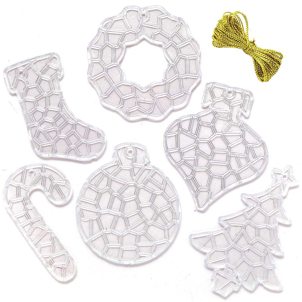 Baker Ross AX570 Christmas Crystal Mosaic Decorations - Pack of 10, Acrylic Festive Suncatchers for Creative Art and Craft Activities, to Make and Decorate.