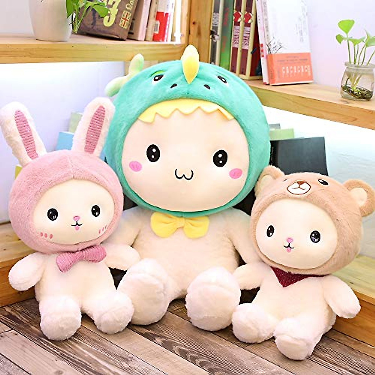 DERMAEX Pink Bunny Plush Stuffed Animal Pillow,Soft Hugging Pillow Bunny Plush Toys,Cute Rabbit Doll Throw Pillow with Wings,Gifts for Birthday, Valentine, Christmas (Pink,25cm)