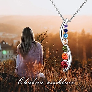 MISTBEE 925 Sterling Silver Chakra Necklace Yoga Pendant Chakra Necklaces Healing Crystals Pendant Jewelry Gifts for Women