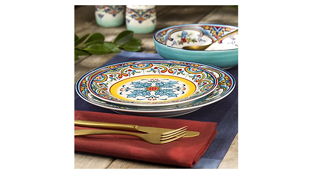 Euro Ceramica Zanzibar 16-Piece Dinnerware Set | Colorful & Durable ...