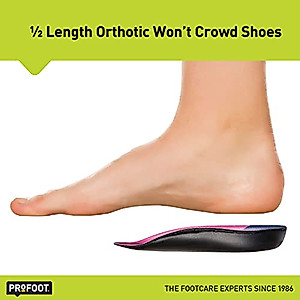 PROFOOT Orthotic Insoles for Plantar Fasciitis & Heel Pain, Women's 6-10, 1 Pair, Gel Heel Shock Absorbing Insoles to Help Reduce Pain & Stress, Foot Care Arch Support Inserts for Shoes