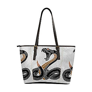 InterestPrint Viper Snake Handbag Tote Shoulder Bag, Top Handle Satchel Bag