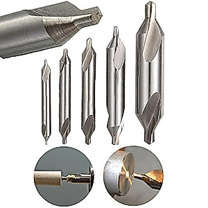 KEWAYO 7Pieces Center Drill Bits Set, M2 High Speed Steel 60 Degree Angle Center Drill Bits Kit Countersink Tools for Lathe Metalworking Size 1.0 1.5 2.0 2.5 3.0 4.0 5.0