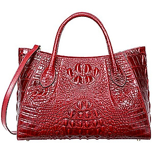 PIJUSHI Women Handbags Crocodile Purse Designer Top Handle Satchel Handbags For Women (5002A, Red)