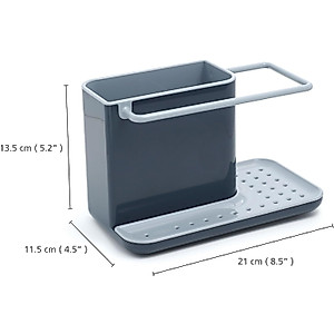 Joseph Joseph Kitchen Sink Caddy Organizer, Sponge Holder, Brush Holder, Dish Cloth Hanger - Light Stone/Sage