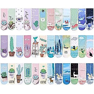 Mingting 36 Pcs Magnetic Bookmarks, Cute Assorted Magnet Page Markers Bookmark Page Clips for Women Men Office Classroom Teacher Student Kids Reading Stationery Supply (Plant + Animal)