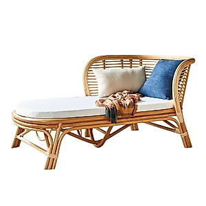Generic Minimalist Japanese Rattan Chaise Sofa Bed – Artistic Living Room Furniture, 68.89*32.28*33.85in, Wood, White
