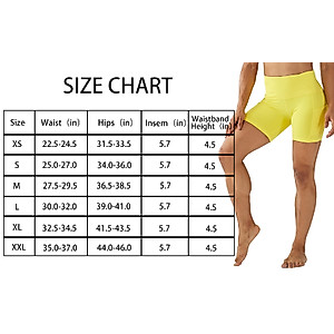 LOVESOFT Women's 5" High Waist Biker Shorts Workout Yoga Running Gym Compression Spandex Volletball Shorts with Side Pockets Yellow