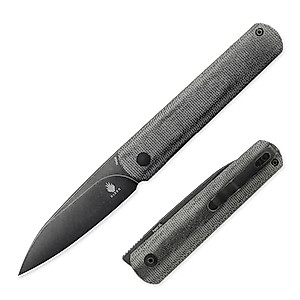 Kizer Feist(XL) Folding Pocket Knife 3.35 Inches 154CM Blade Steel EDC Knife Black Micarta Handle V4499C2