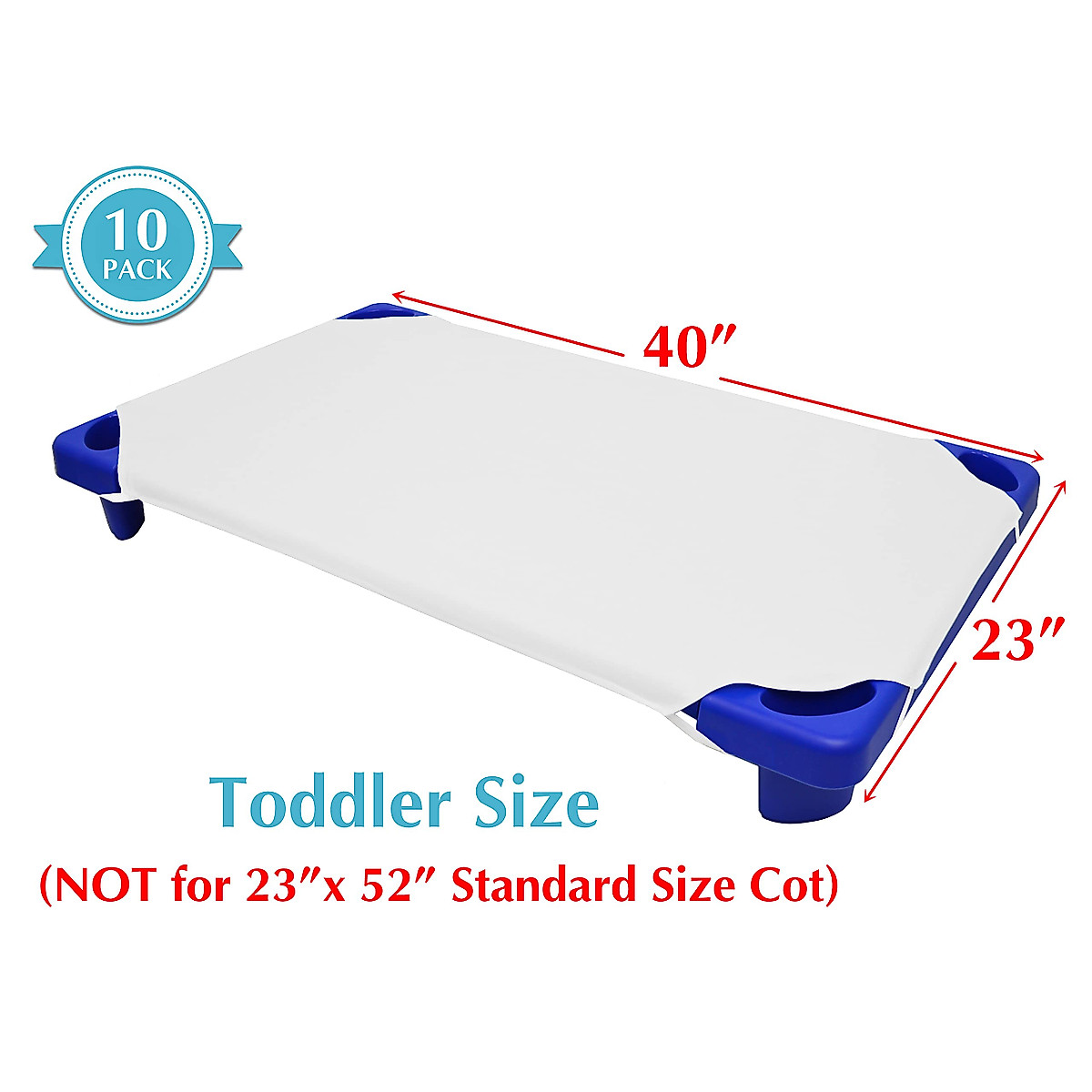 American Baby Company 10-Piece 100% Natural Cotton Percale Toddler Daycare/Pre-School Cot Sheet, White, 23" x 40", Soft Breathable, for Boys and Girls