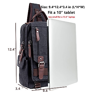 Leaper Retro Crossbody Bag Sling Bag Canvas Messenger Bag for Men Women Shoulder Bag Crossbody Handbags Satchel Black, M