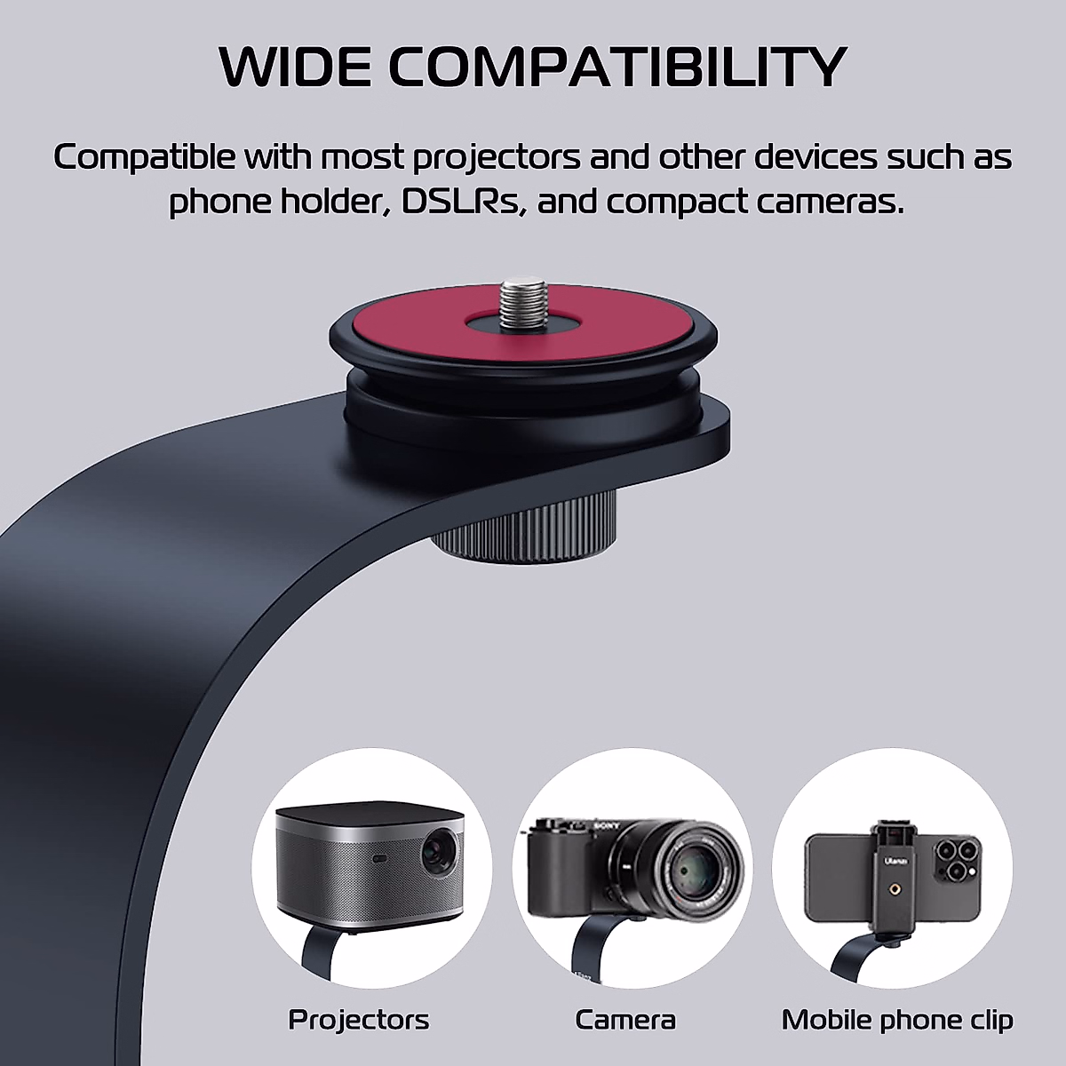 ULANZI LT05 Desktop Projector Stand, Aluminum Mount for Desk with 1/4" Screw, Adjustable Tilt Stand for Anker Nebula, XGIMI, JMGO and More