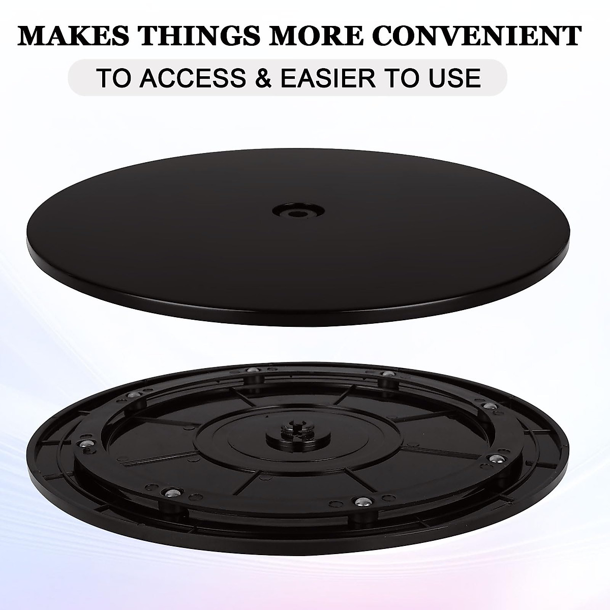 4 Pcs Lazy Susan Turntable 9 inch, Black Acrylic Turntable Platter, Bonsai Turntable Organizer with Ball Bearing Rotating Tray for Spice Rack Table, Cake Kitchen Pantry Decorating, Potted Plant