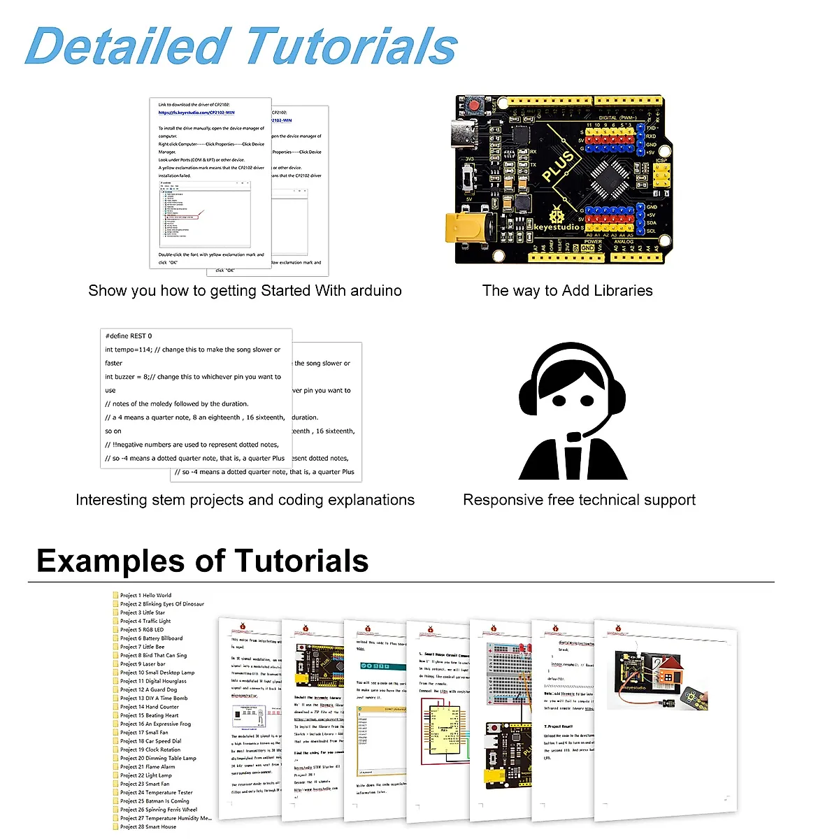 KEYESTUDIO Starter Kit for Arduino with Plus Controller Board,28 Programming Projects Tutorial,Compatible with Arduino IDE,DIY Electronics Kit for Beginners Kids Adults