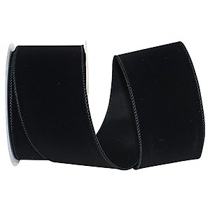 Reliant Ribbon 92799W-031-40F Velvet Color Wired Edge Ribbon, 2-1/2 Inch X 10 Yards, Black