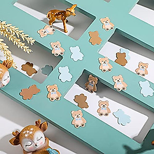 300 Pieces Bear Confetti Baby Shower Paper Confetti Bear Table Confetti for Holiday Festival Party Table Home Decorations, 0.98 Inch (Blue, Brown)