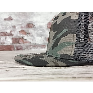 Classic Camo Flat Bill Brim Snapback Hat Visor Mesh Hats for Men Women, Hip Hop Baseball Cap Adjustable Dad Hat Trucker Hat Unisex