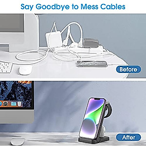 Foldable Charging Station for Apple Multiple Devices, 3 in 1 Fast Wireless Charger for Apple Watch Ultra/8/7/6/5/4/3/2/SE, Charging Dock Stand for iPhone 14/13/12/X/8/7/6 Series, AirPods Pro/3/2/1