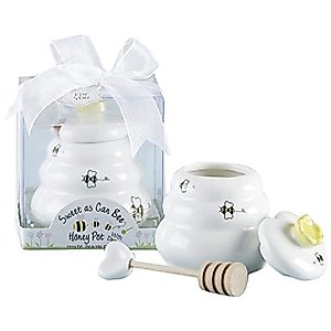 Sweet As Can Bee Ceramic Honey Pot with Wooden Dipper