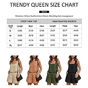 Trendy Queen Women 2 Piece Outfits Summer Linen Matching Sets Two Piece Lounge Shorts Crop Tank Tops 2023 Beach Clothes Vacation Romper