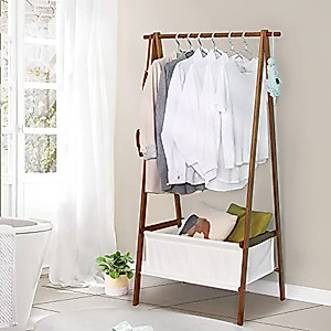 Jotsport Bamboo Clothing Rack Foldable Clothes Hanging Stand with Cloth Storage Bag for Laundry, Bedroom, Guest Room, Entryway, Dressing Room