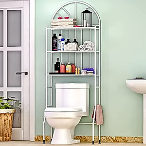 MONIPA Over The Toilet Storage, Bathroom Organizer, 3-Tier White Bathroom Shelf Space Saver, Freestanding Bathroom Toilet Storage Rack Cabinet Shelves