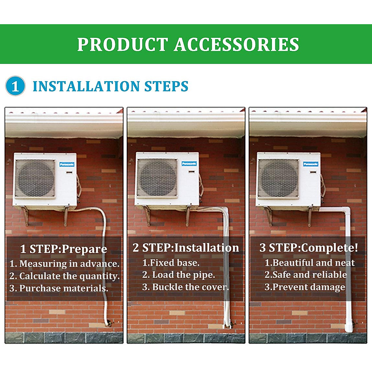 MOOITEK 4" 16.5Ft PVC Decorative Line Set Cover Kit for Ductless Mini Split Air Conditioners Heat Pump System and Central AC(Total Length 16.5Ft), White