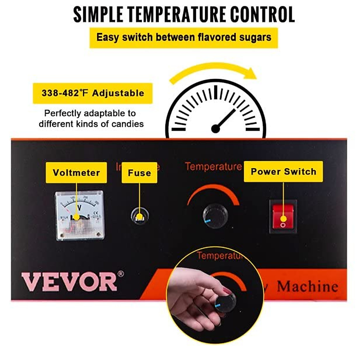 VEVOR Commercial Cotton Candy Machine, Electric Floss Maker with Stainless Steel Bowl Sugar Scoop and Large Storage Drawer, for Home Party Carnival, Without Cover, Blue